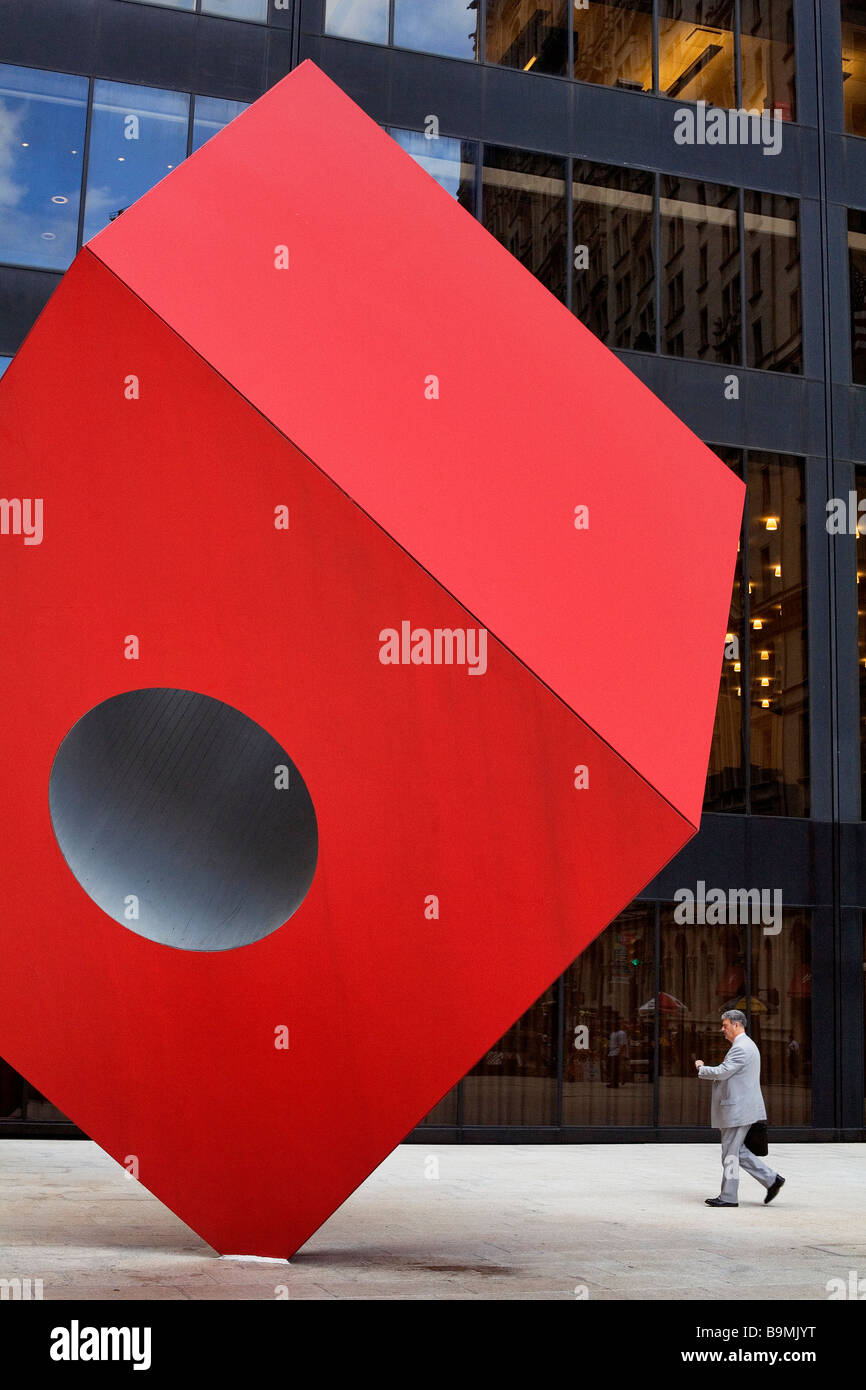 The red cube sculpture by isamu noguchi 1968 hi-res stock photography ...