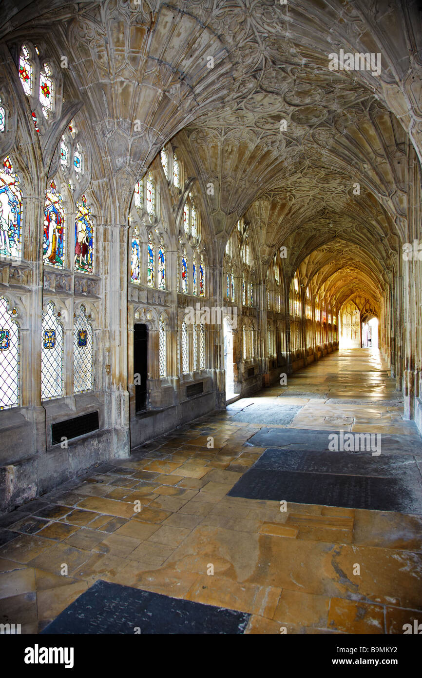 Cloisters in Gloucester Cathedral, Gloucester, England, UK Stock Photo ...
