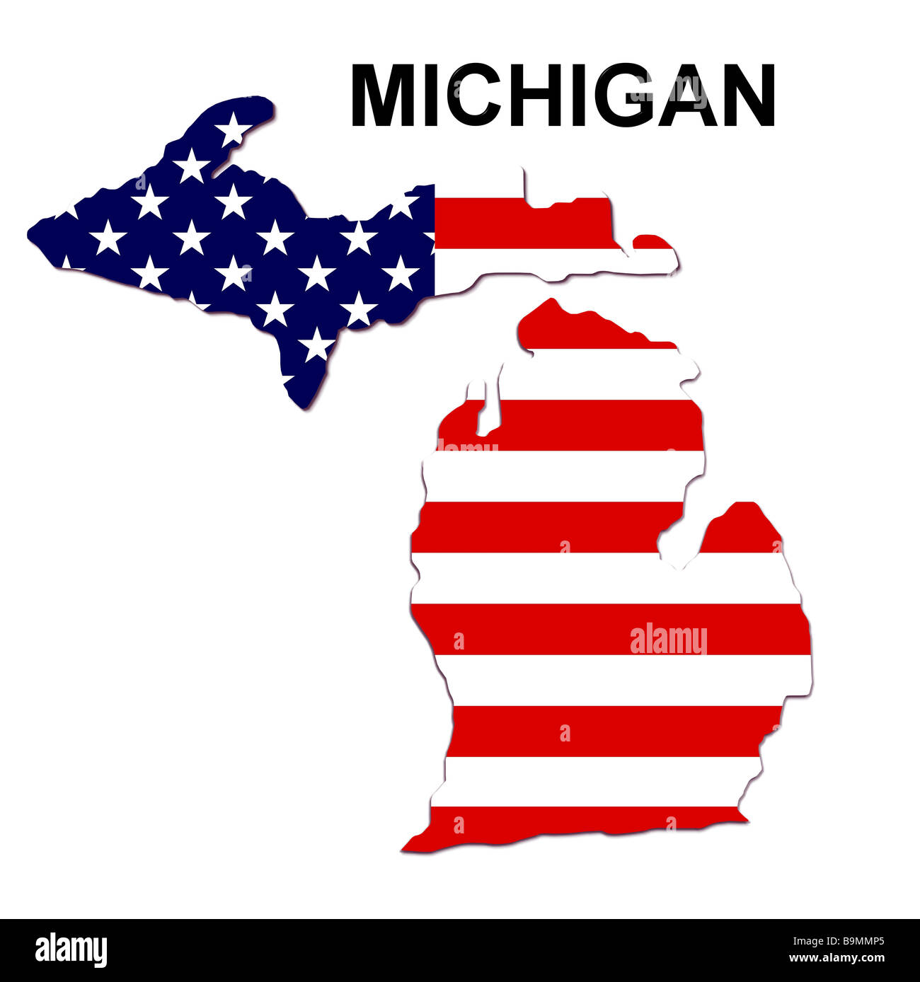 cut-out map of michigan Stock Photo - Alamy