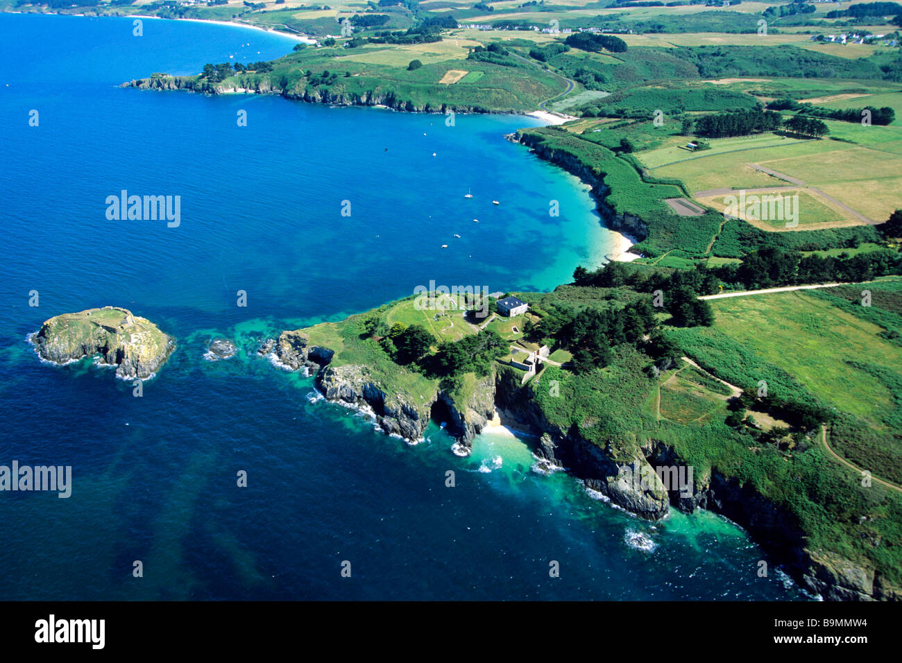 France, Morbihan, Pointe du gros rocher, Port Yorc'h (aerial view Stock ...