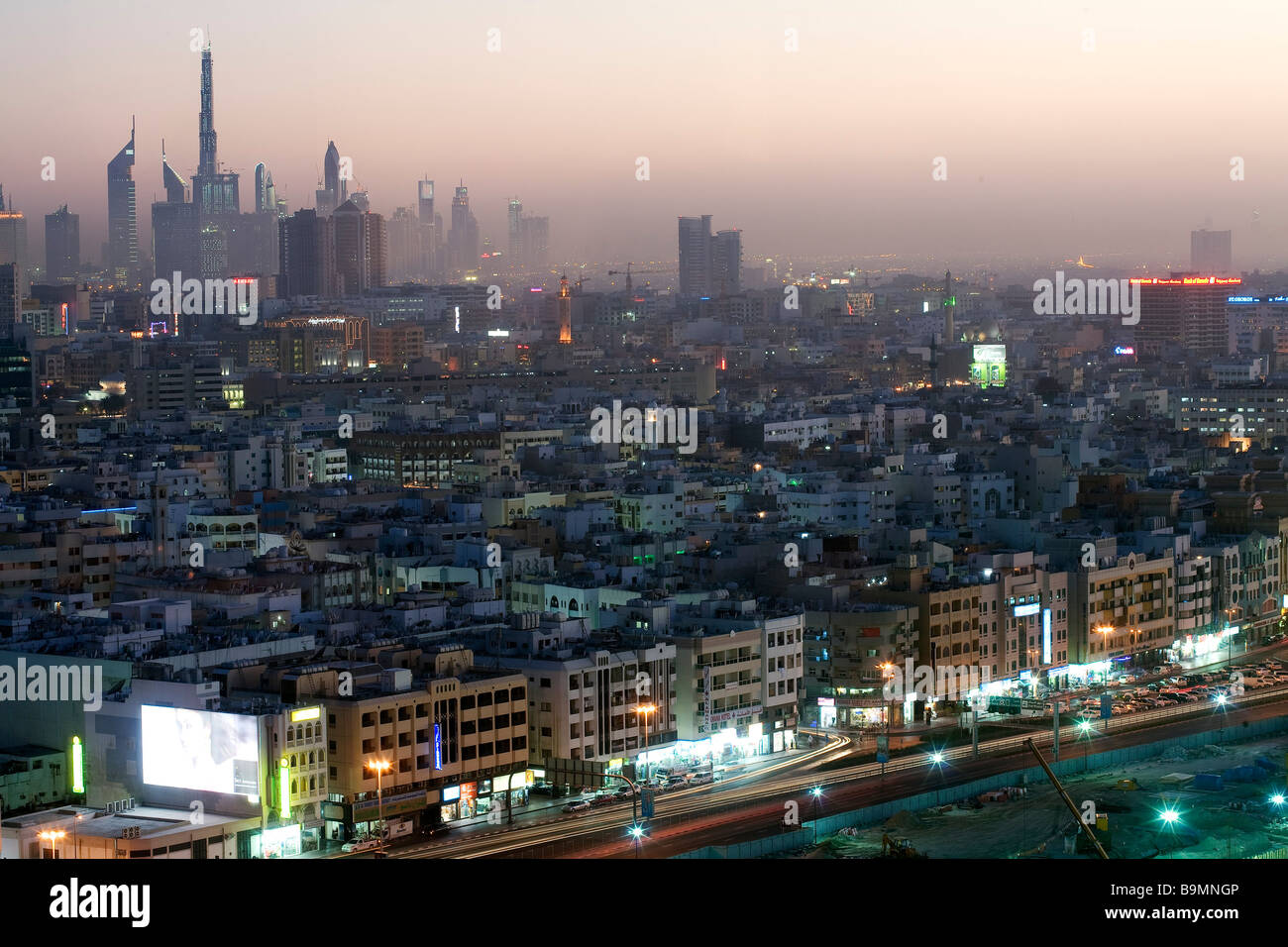 United Arab Emirates, Dubai, the town and the Sheikh Zayed Road 's ...