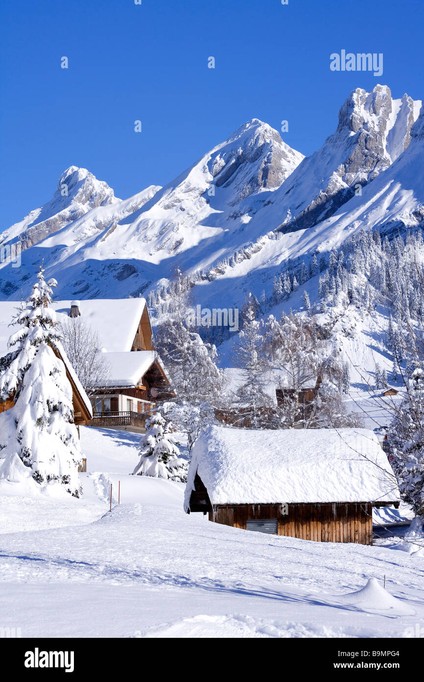 France, Haute Savoie, La Clusaz, Les Confins, the Aravis mountain range ...