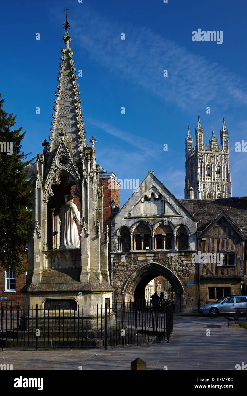 Statue of John Hooper, Bishop of Gloucester, outside Gloucester ...