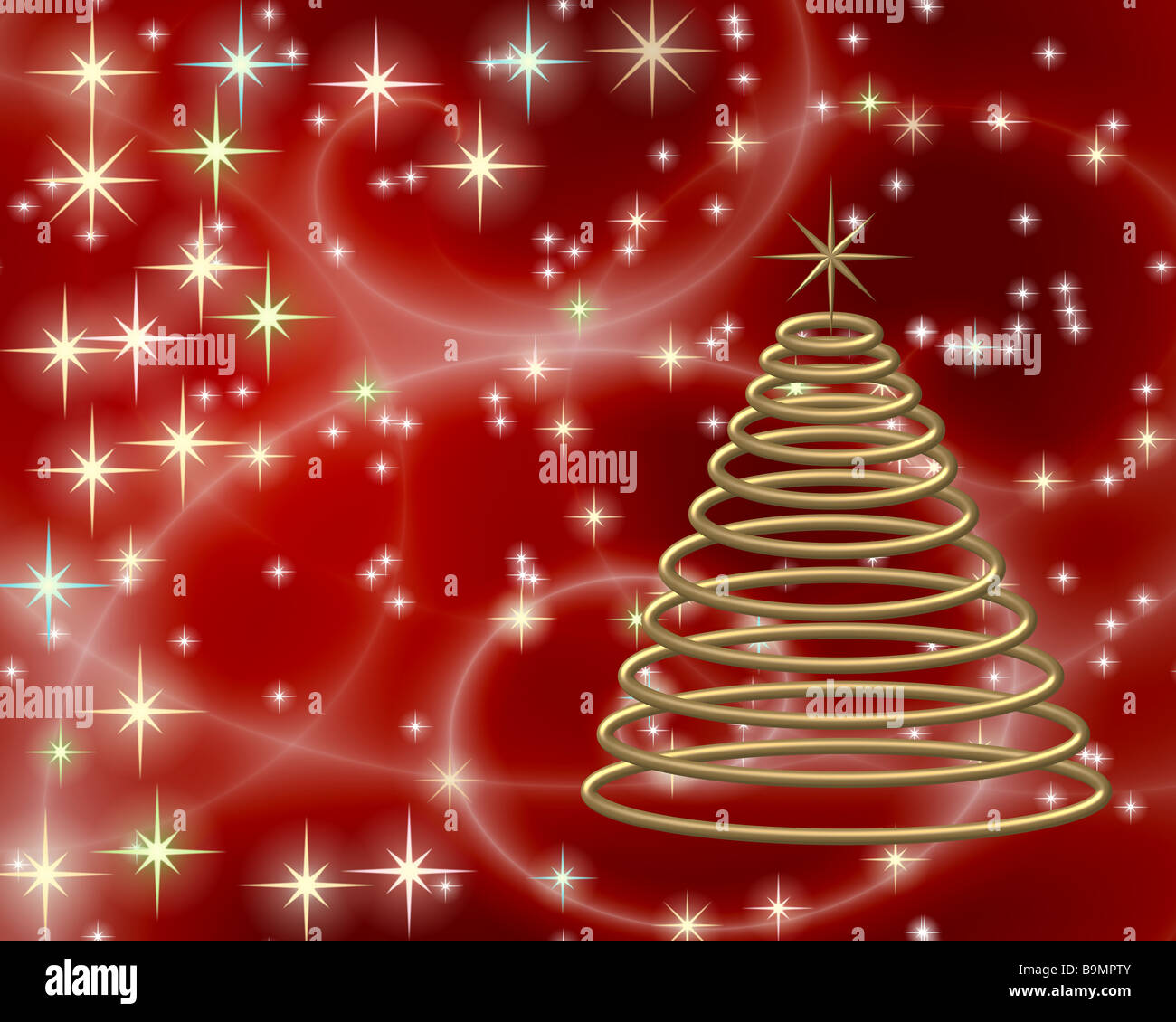 Christmas tree on a red background Stock Photo - Alamy