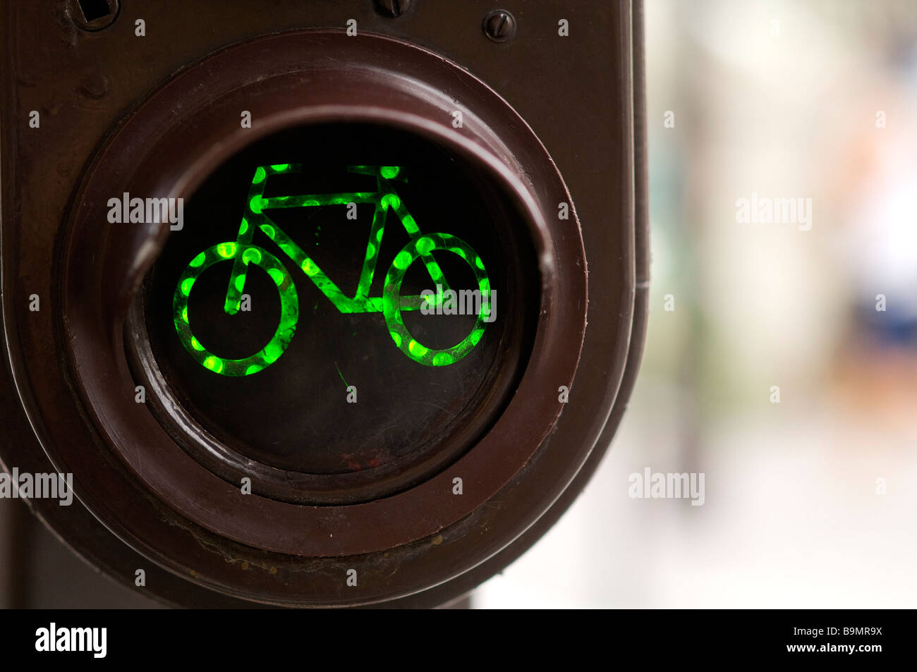 France, Paris, traffic light for bike Stock Photo - Alamy
