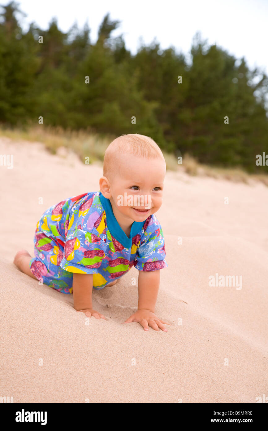 the portrait of small boy on beach Stock Photo - Alamy