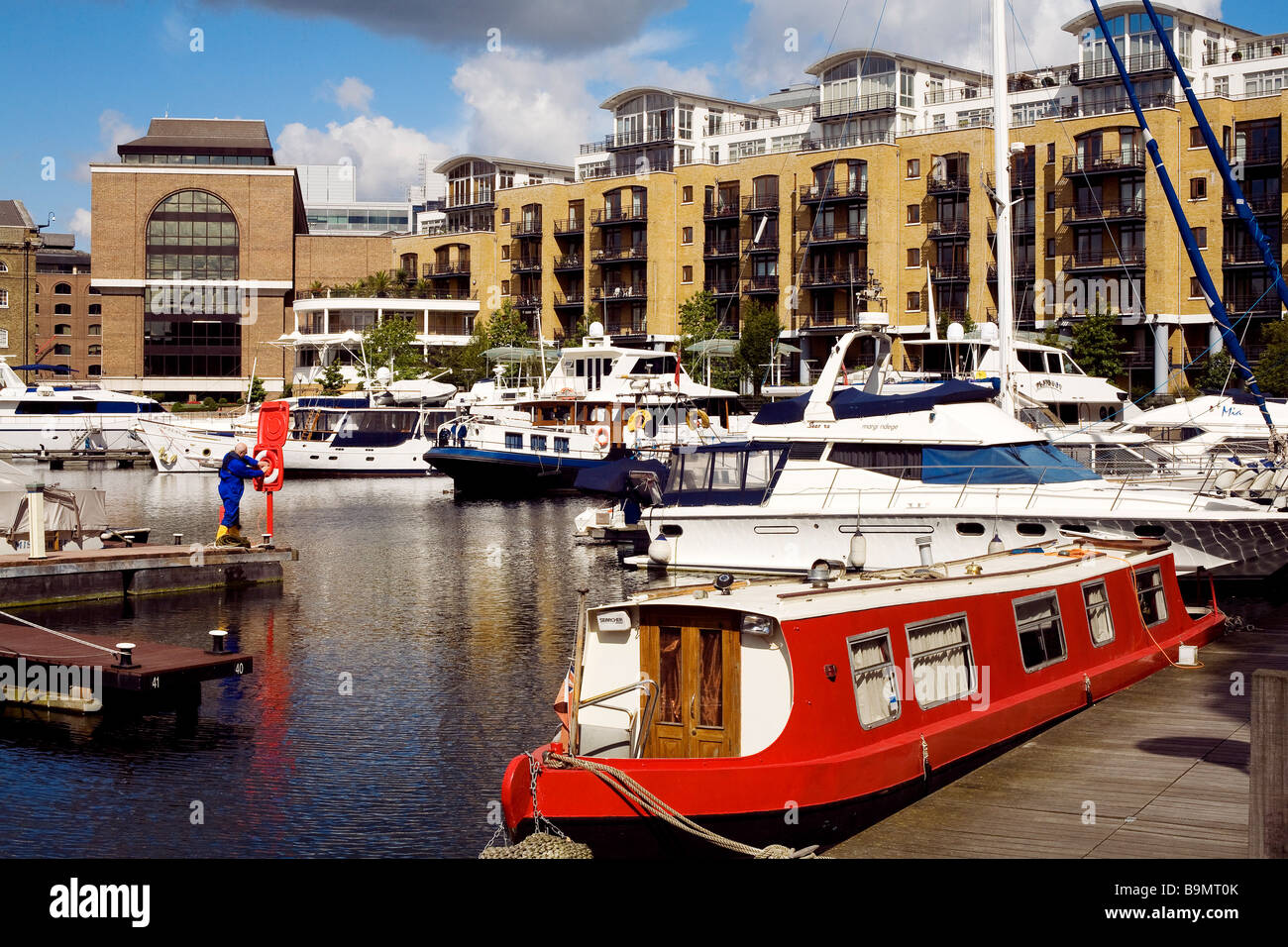 United Kingdom, London, Docklands, Saint Katherine Dock, docked boat ...