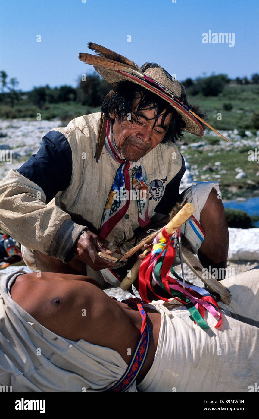 Mexico, San Luis Potosi State, Huichol Indians' pilgrimage, a Shaman ...