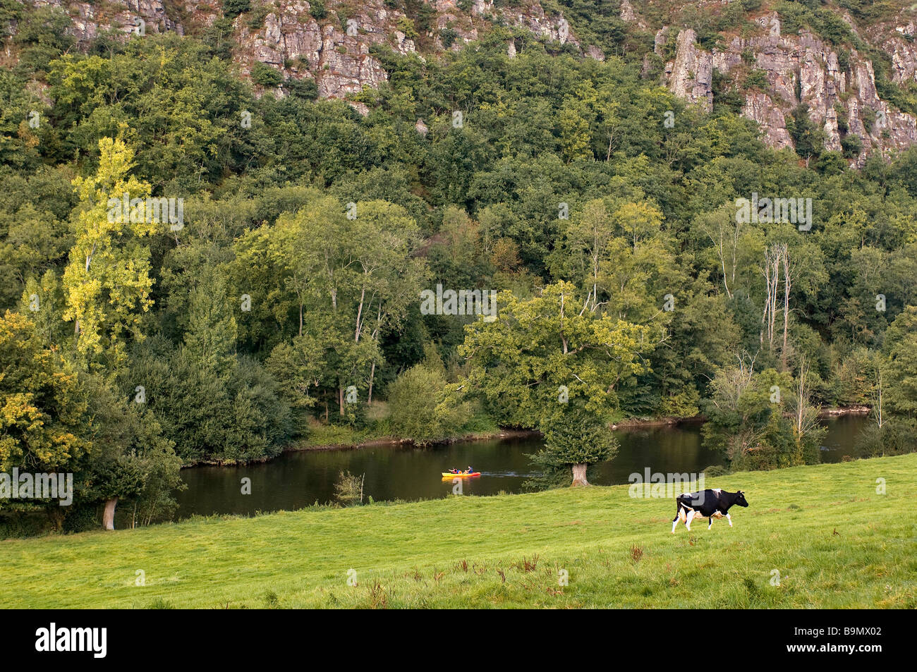 France, Calvados, Suisse normande (Norman Switzerland), Clecy, kayaks ...