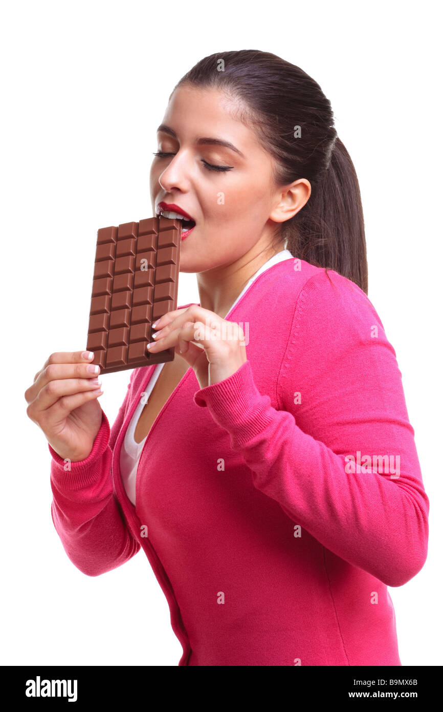 Eating Chocolate And Female Bar Stock Photos & Eating Chocolate And ...