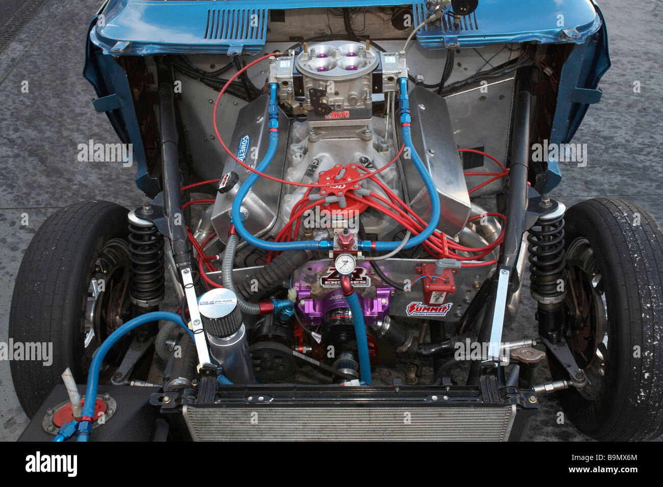 Ford V8 engine in a purpose built drag racing car Stock Photo - Alamy
