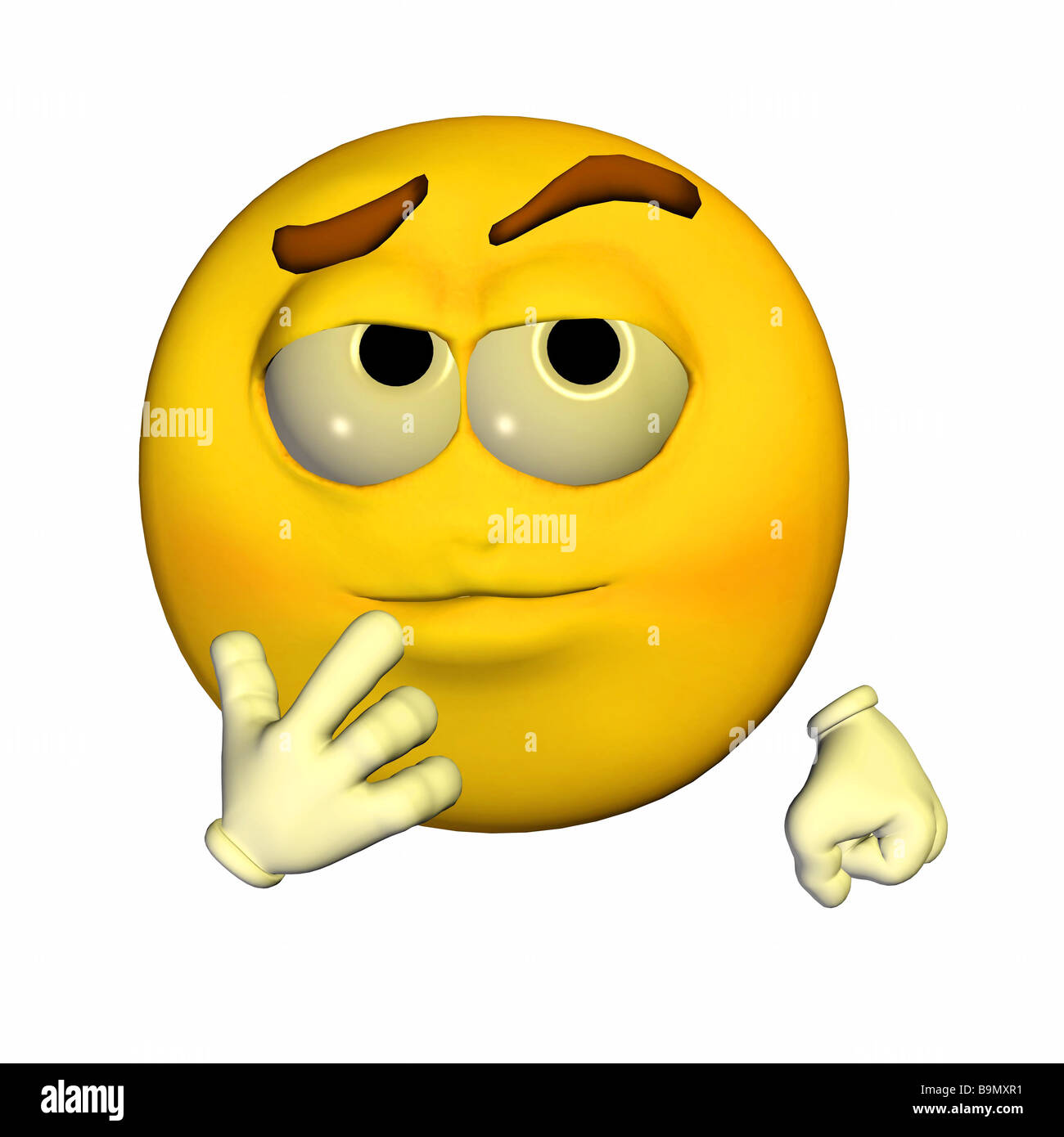 Emoticon smiley yellow thinking Cut Out Stock Images & Pictures - Alamy