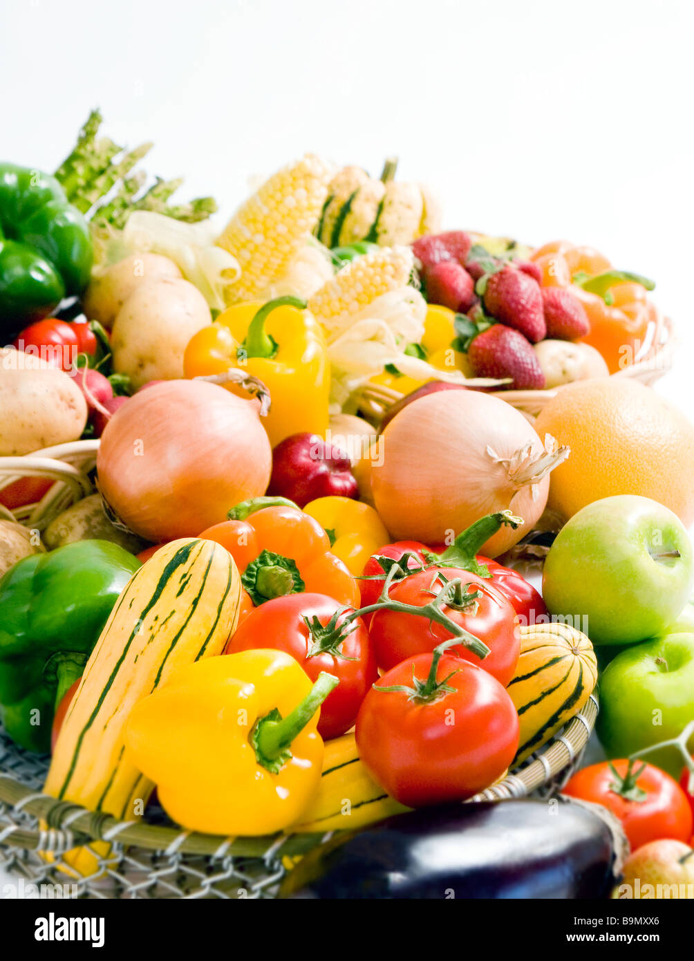 Assorted fresh vegetables displayed over white background Stock Photo ...