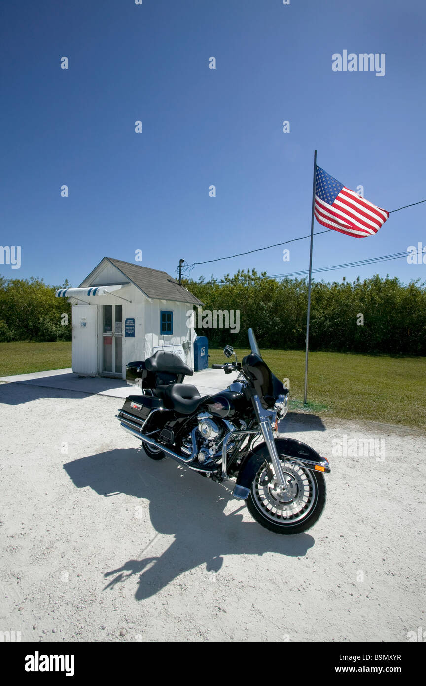 Harley Davidson parked at Ochopee post office in the Evergaldes thought ...