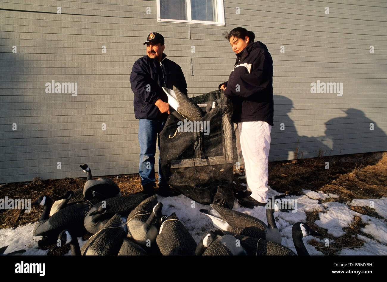 Canada, Quebec Province, James Bay, Chisasibi, preparing bird calls for ...