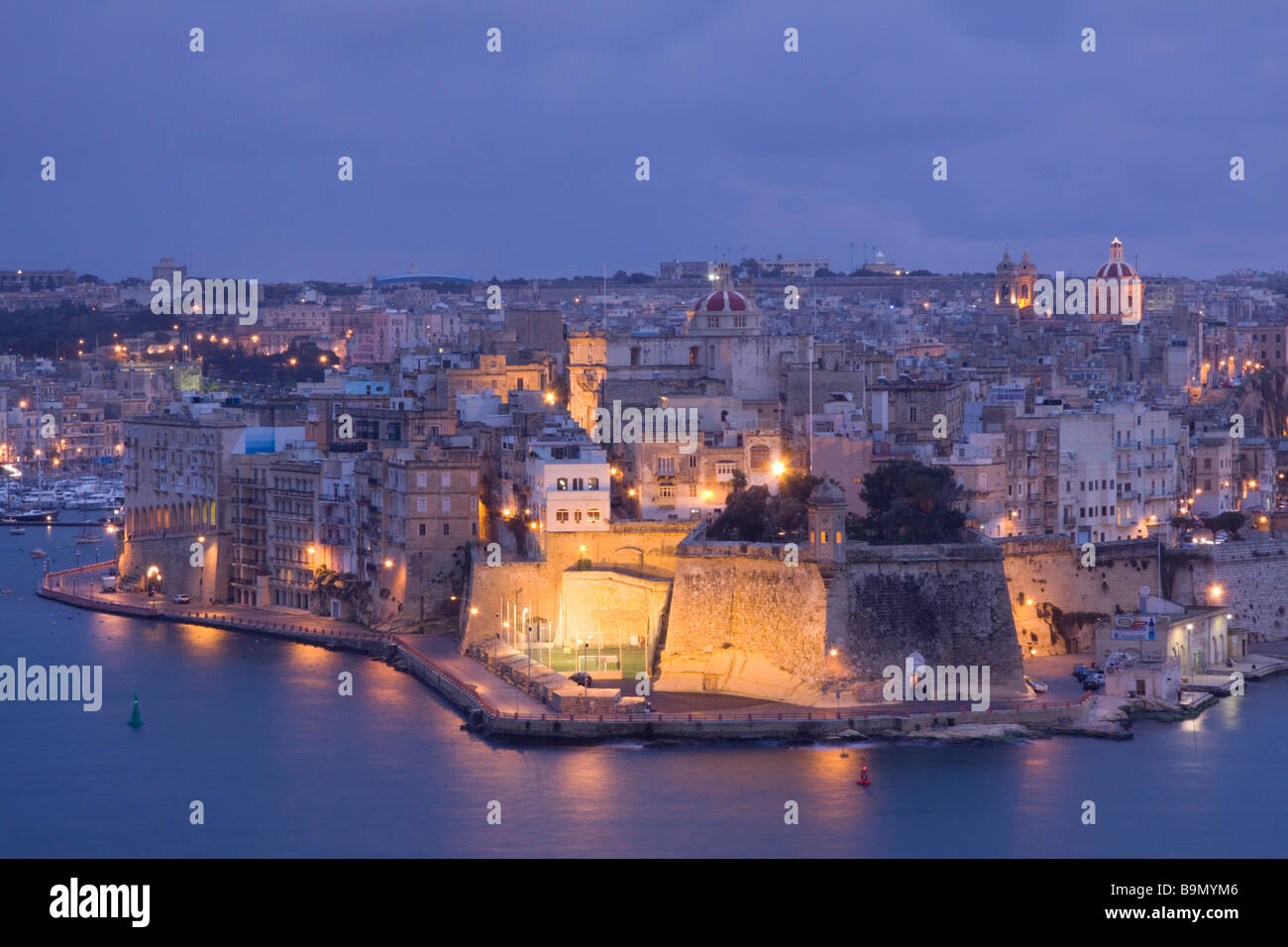 Senglea Grand Harbour Valletta at Night Stock Photo - Alamy
