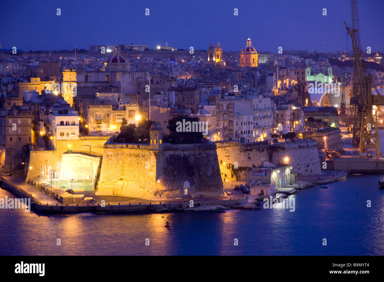 Senglea by Night from Valletta Stock Photo - Alamy