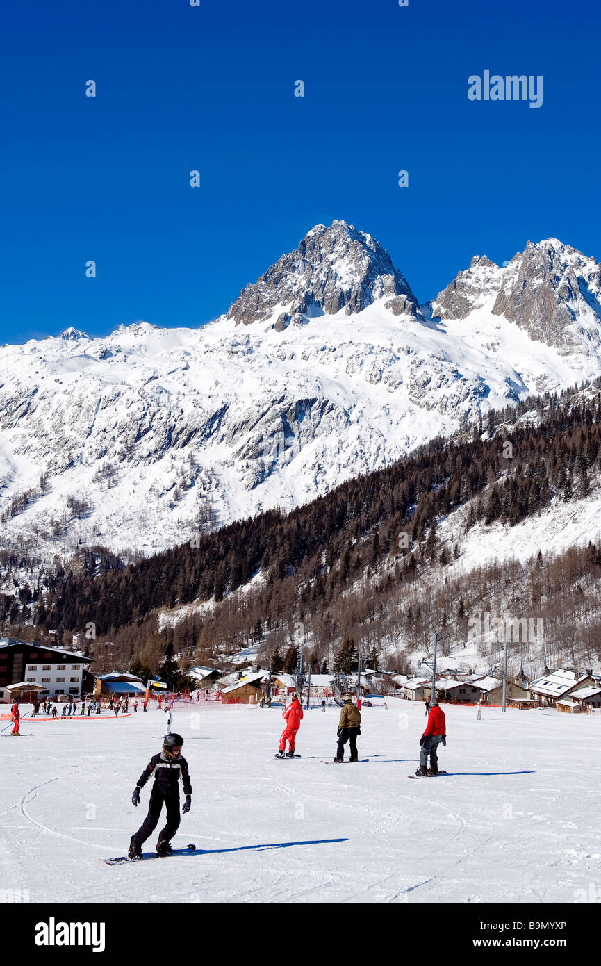 France, Haute Savoie, Mont Blanc Country, Le Tour ski resort Stock ...