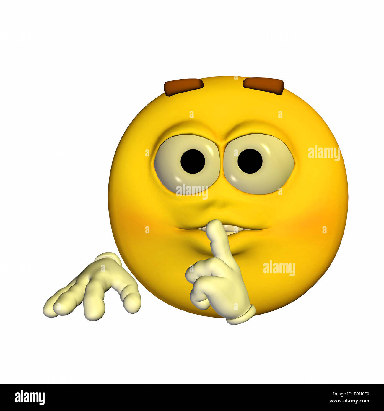 Yellow Emotion Guy with a "shh" expression Stock Photo - Alamy