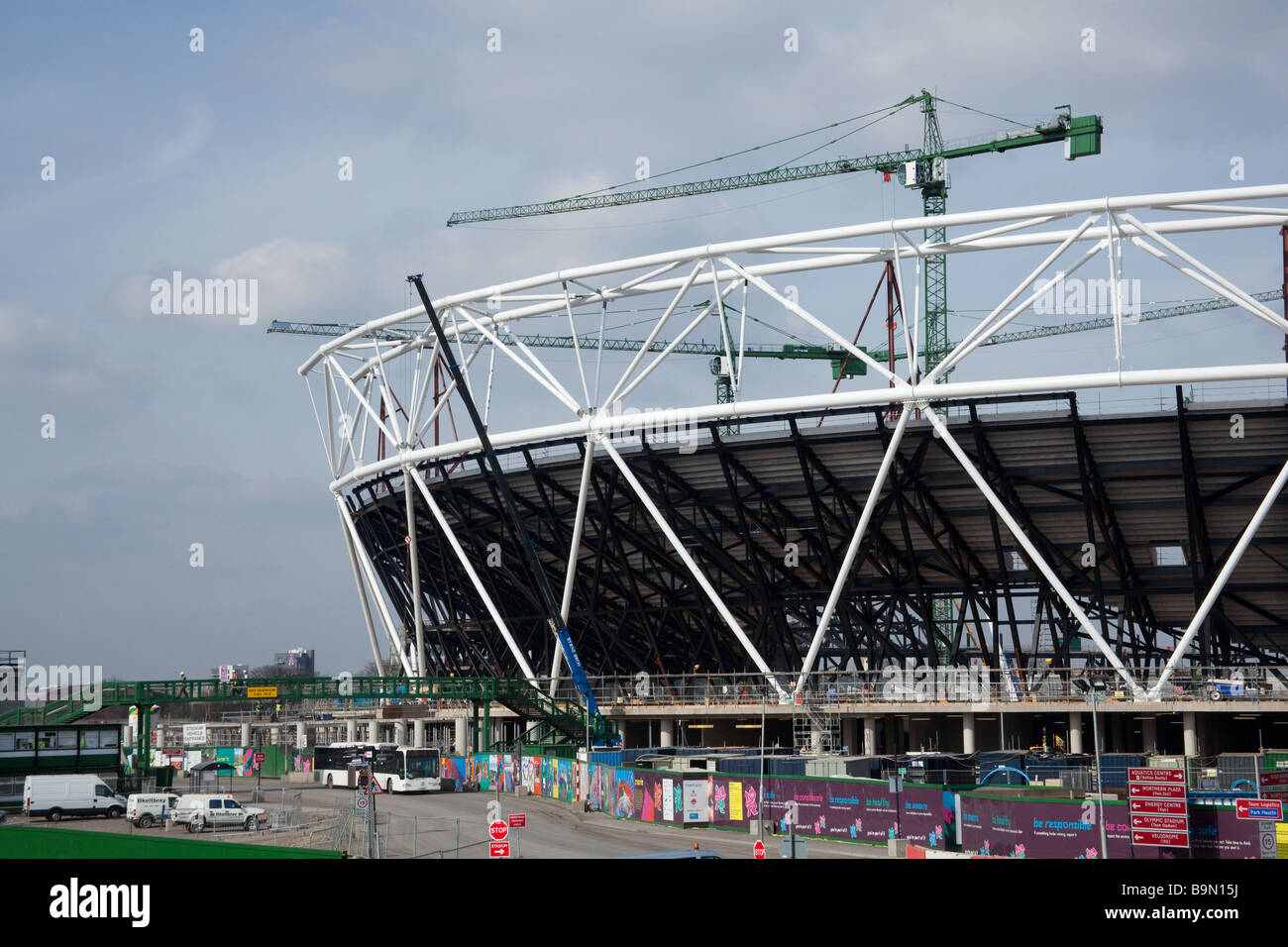 The London 2012 Olympic stadium under construction March 2009 Stratford ...