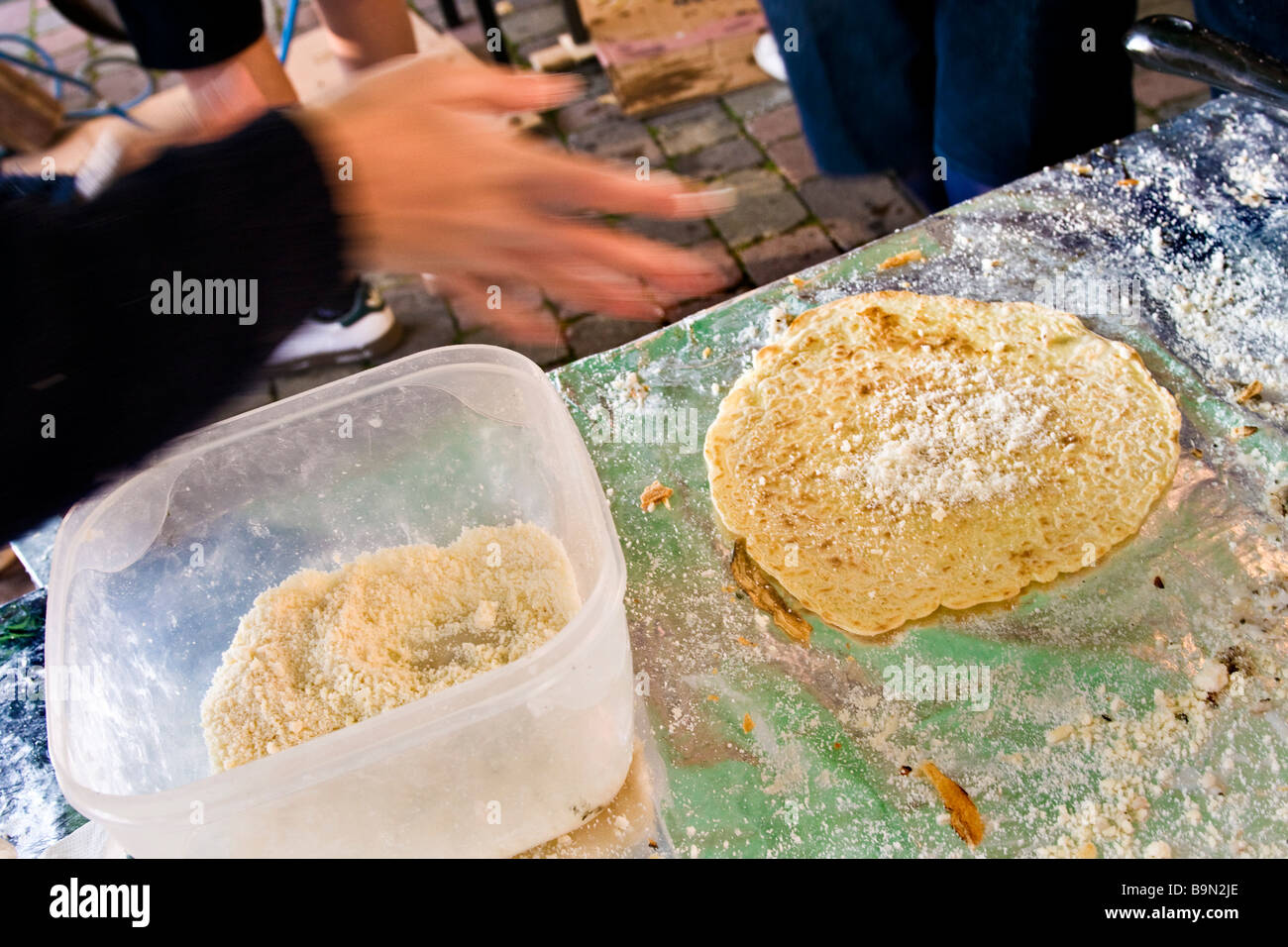Modena flavors the preparation of borlengo Stock Photo - Alamy