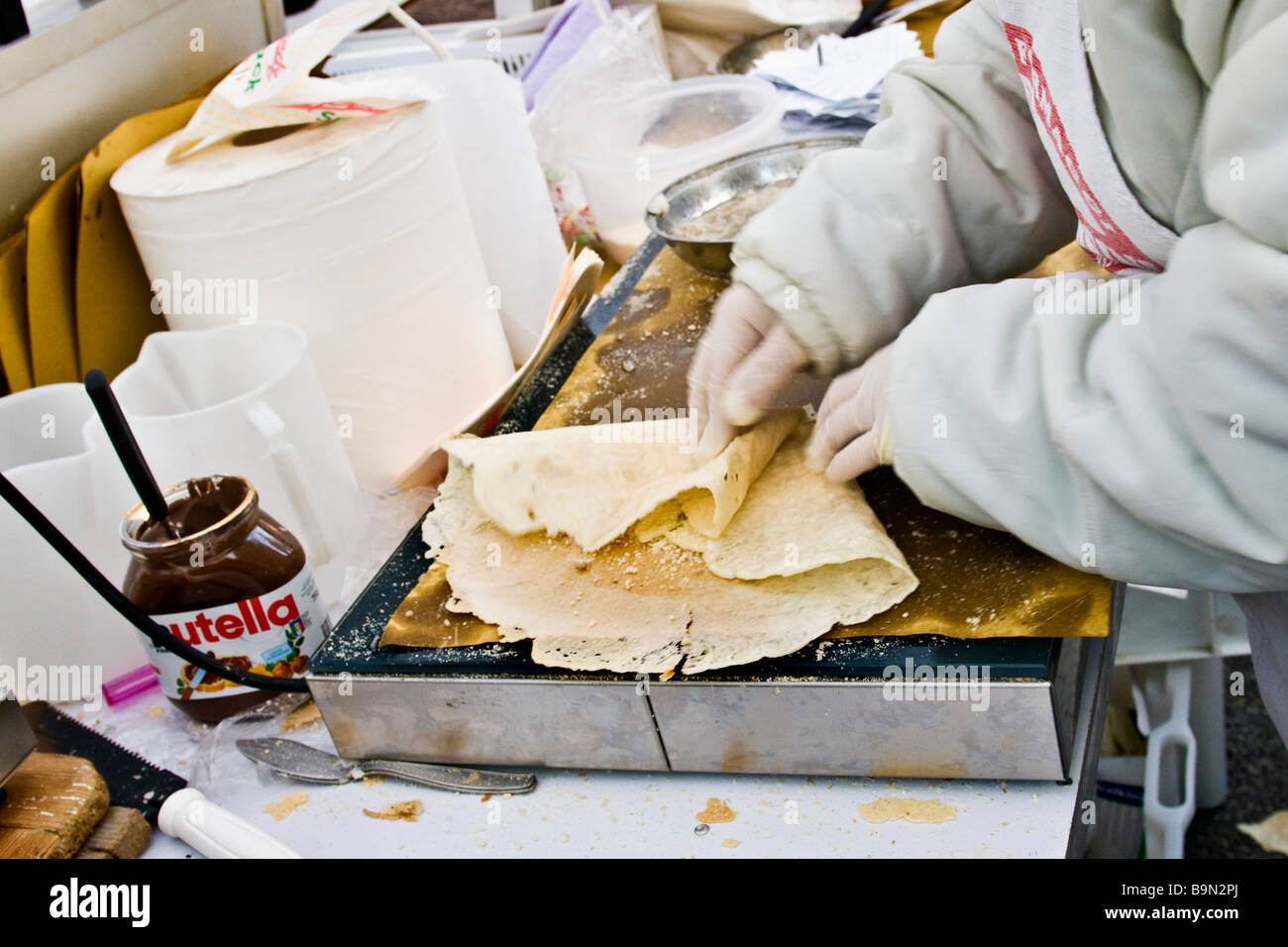 Modena flavors the preparation of borlengo Stock Photo - Alamy