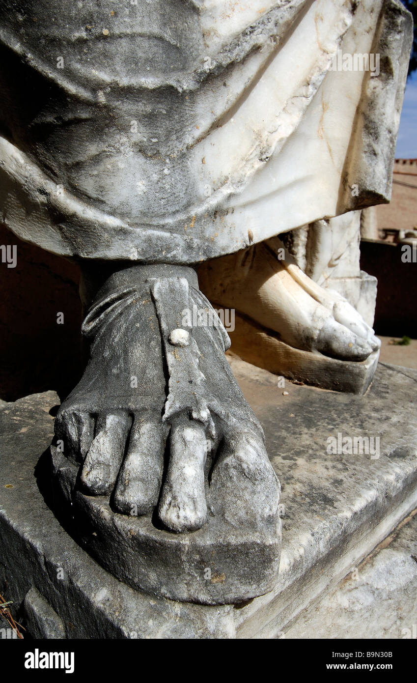 Greece, Peloponnese, Corinth, archaeological museum, foot of a statue ...