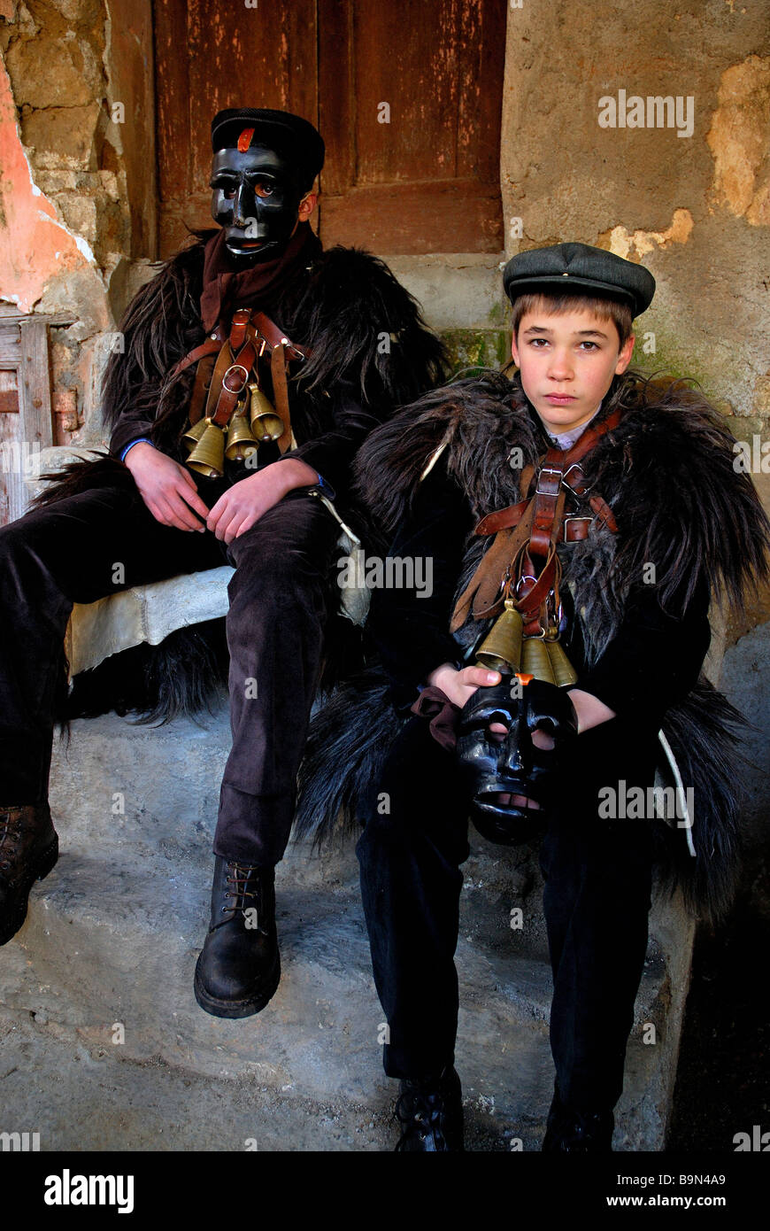 Italy, Sardinia, Nuoro province, Mamoiada, carnival with Mamuthones ...