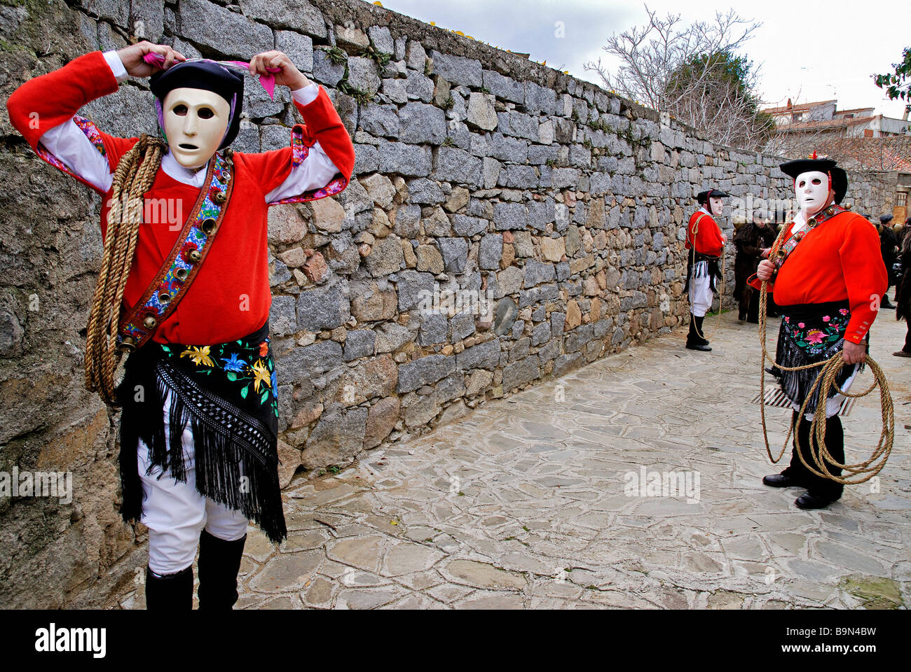 Italy, Sardinia, Nuoro province, Mamoiada, carnival with Mamuthones ...