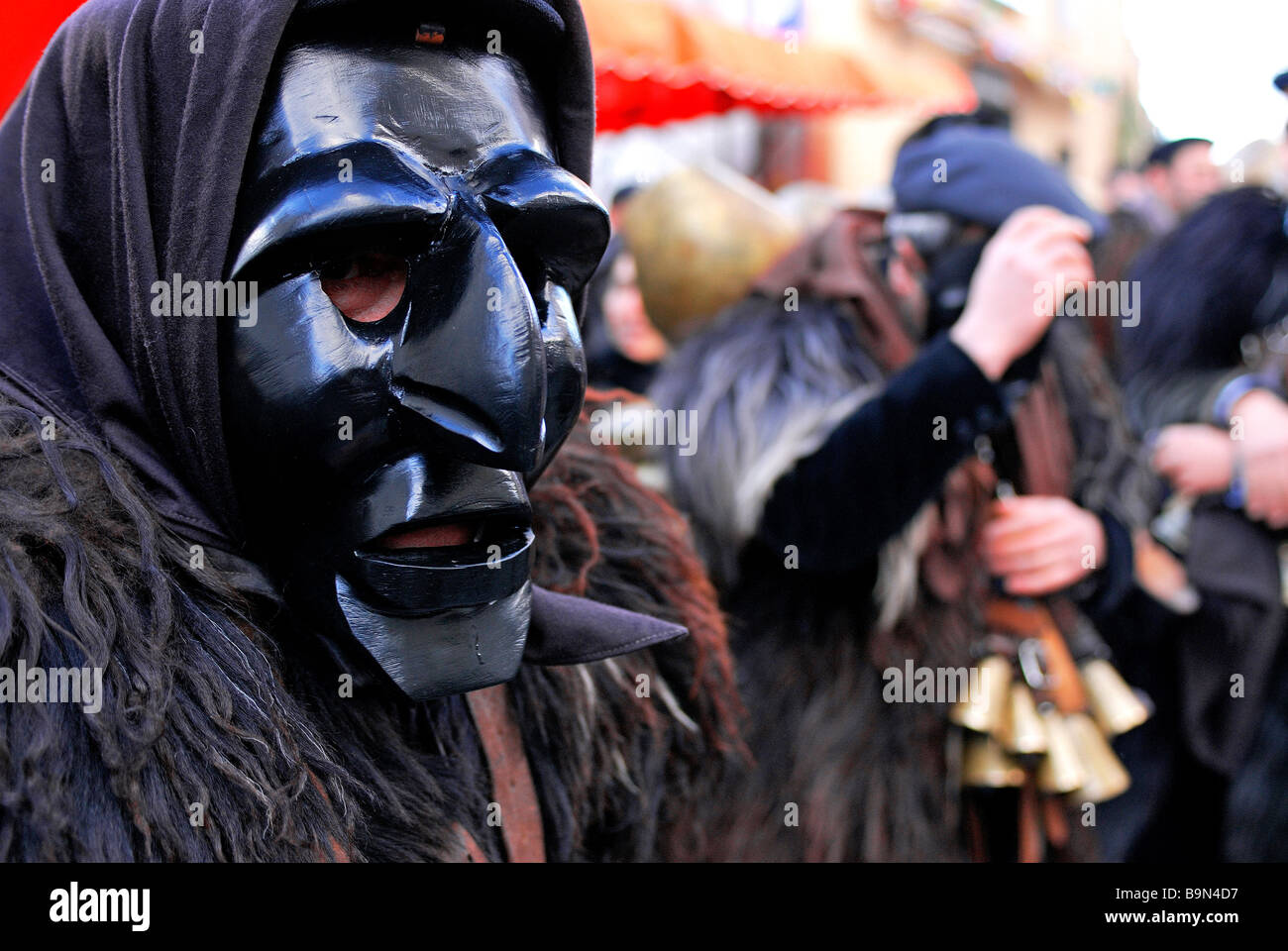 Italy, Sardinia, Nuoro Province, Mamoiada, carnival with Mamuthones ...