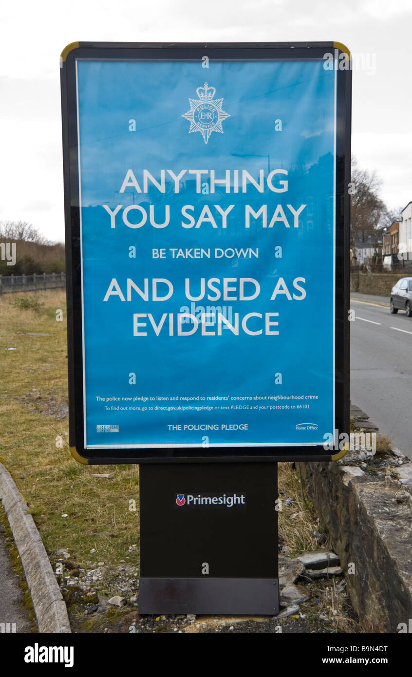 Advertising billboard for police neighbourhood crime campaign at Blaina ...