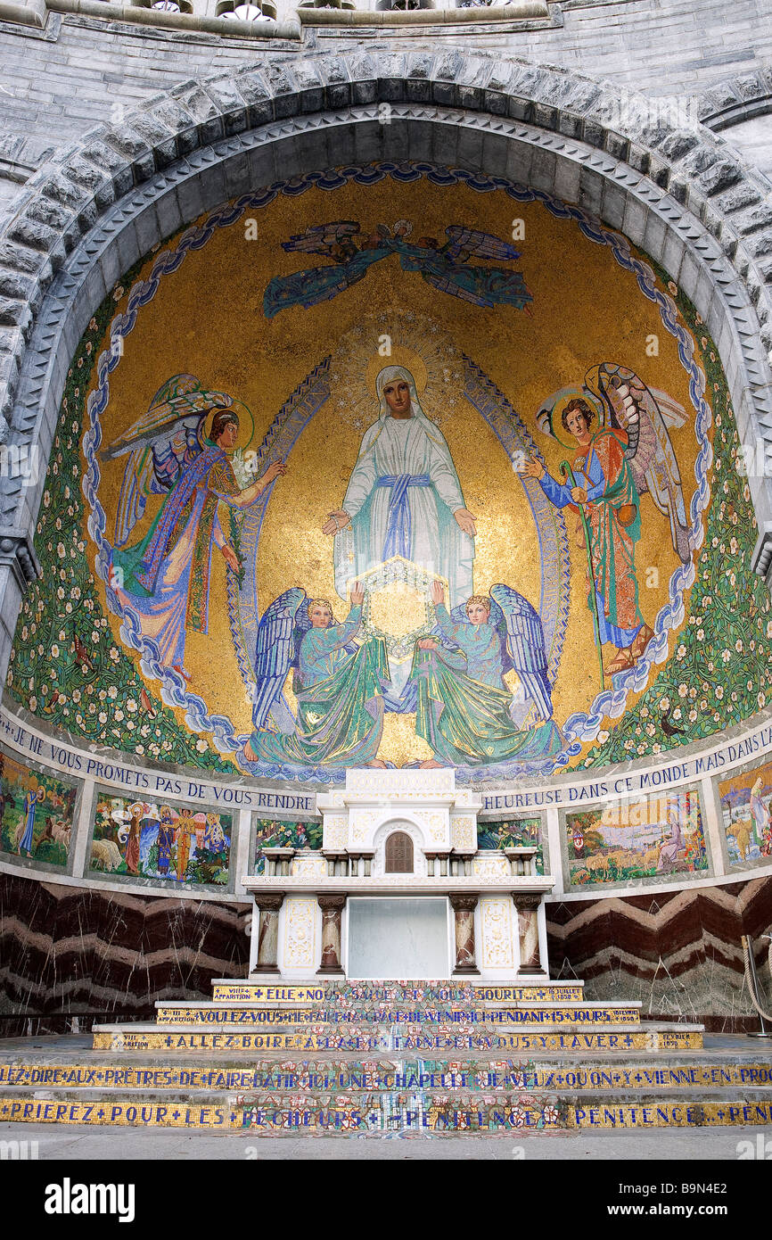 France, Hautes Pyrenees, Lourdes, mosaic with the Virgin Mary in ...