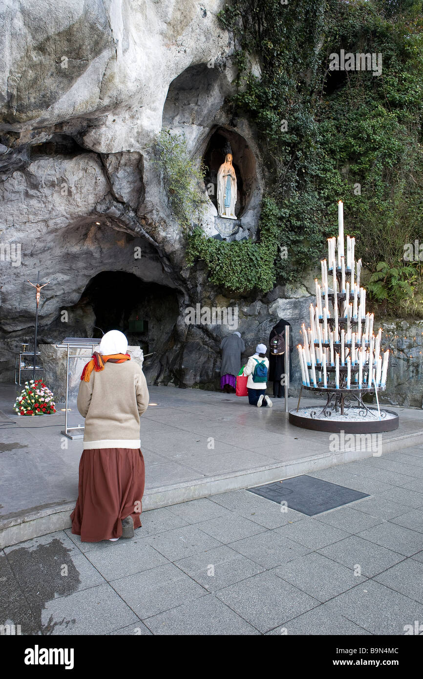 France, Hautes Pyrenees, Lourdes, Grotto of Massabielle where the ...