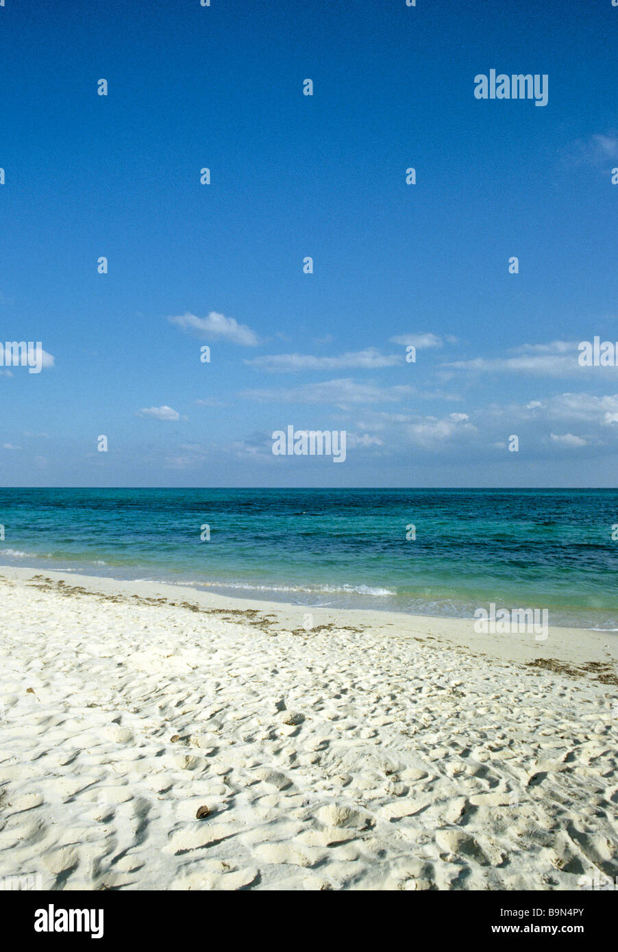 Idyllic white sand beach towards an azure tropical Sea Stock Photo - Alamy