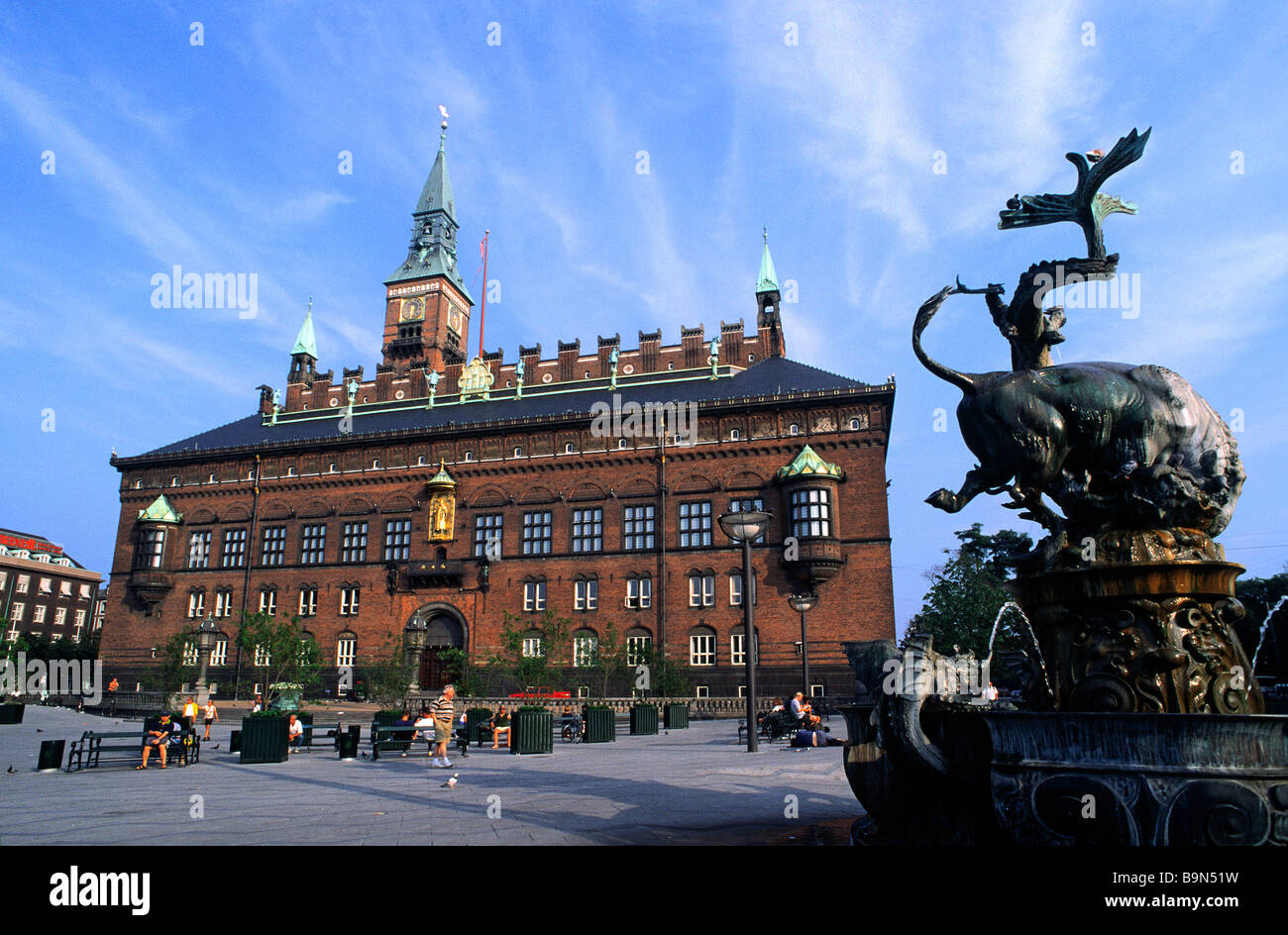 Denmark, Copenhagen, Radhuspladsen (City Hall Square), the City Hall ...