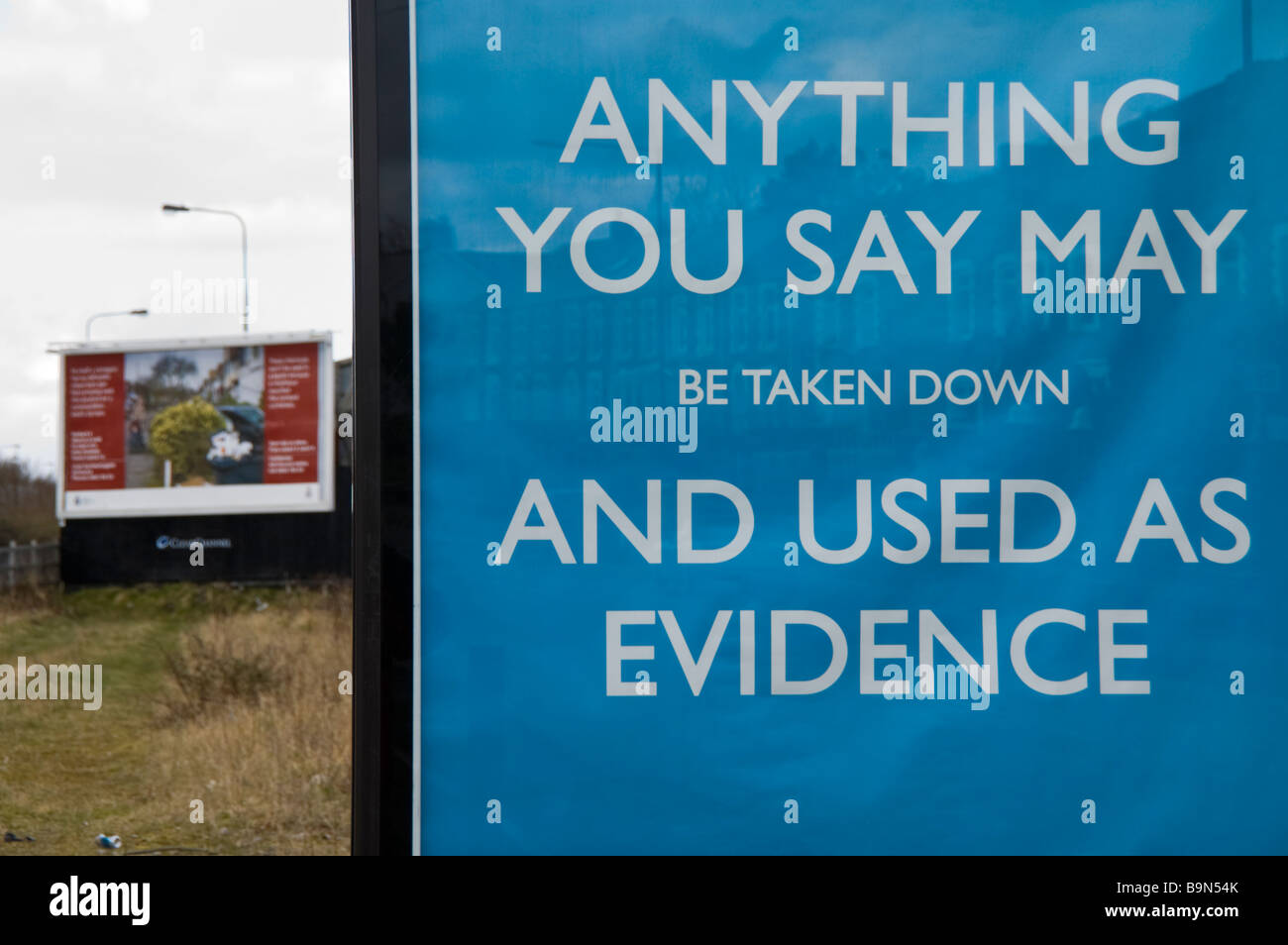 Advertising billboard for police neighbourhood crime campaign at Blaina ...