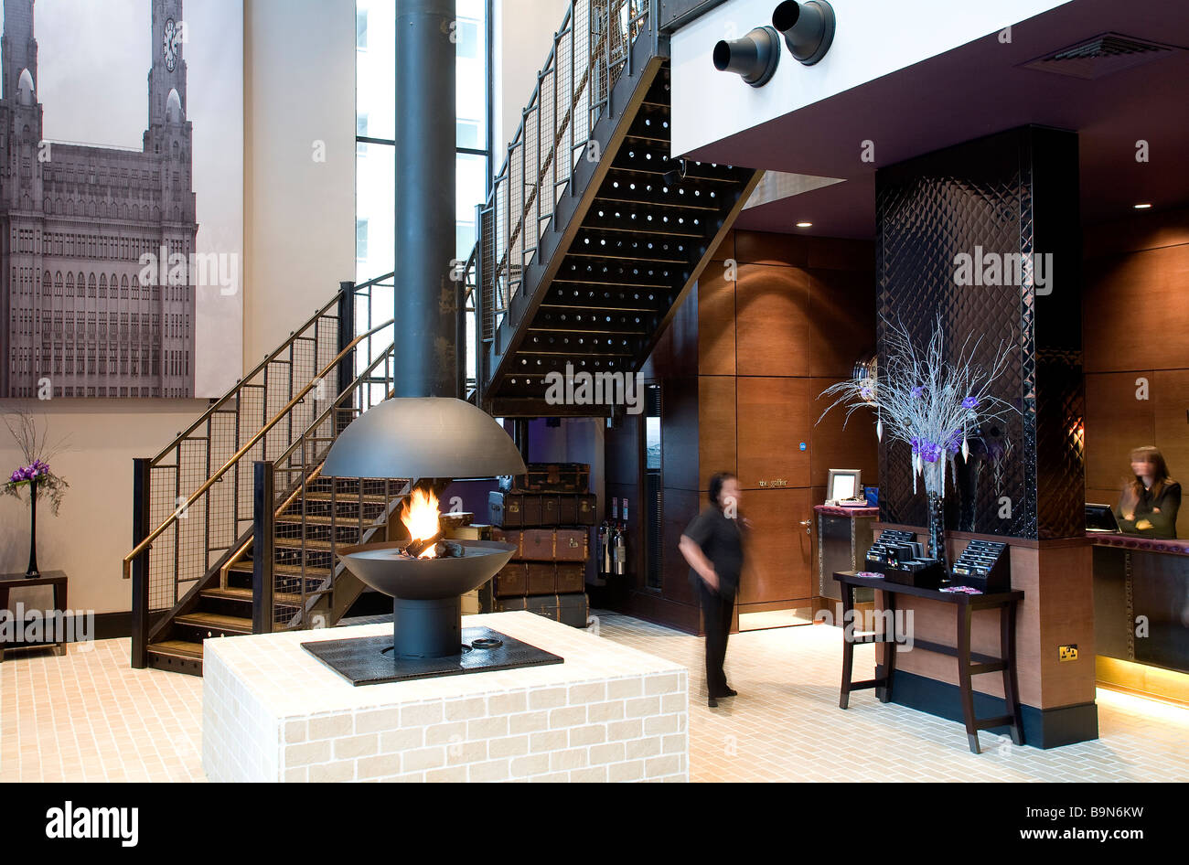 United Kingdom, Liverpool, Princes Dock, Malmaison Hotel, the lobby and ...