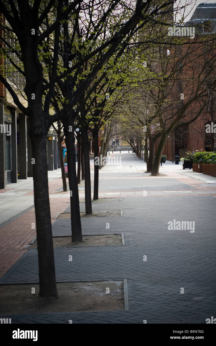 Empty street in Manchester city centre UK Stock Photo - Alamy