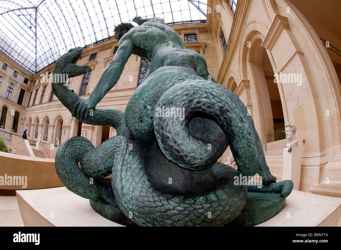 France, Paris, Louvre museum, Puget courtyard, Hercules and the ...
