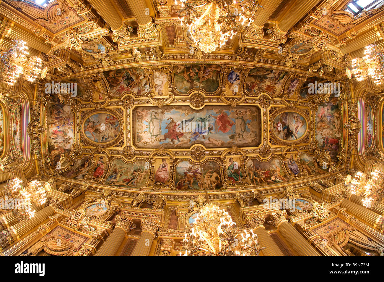 France, Paris, Garnier Opera house, the vault of the main foyer Stock ...