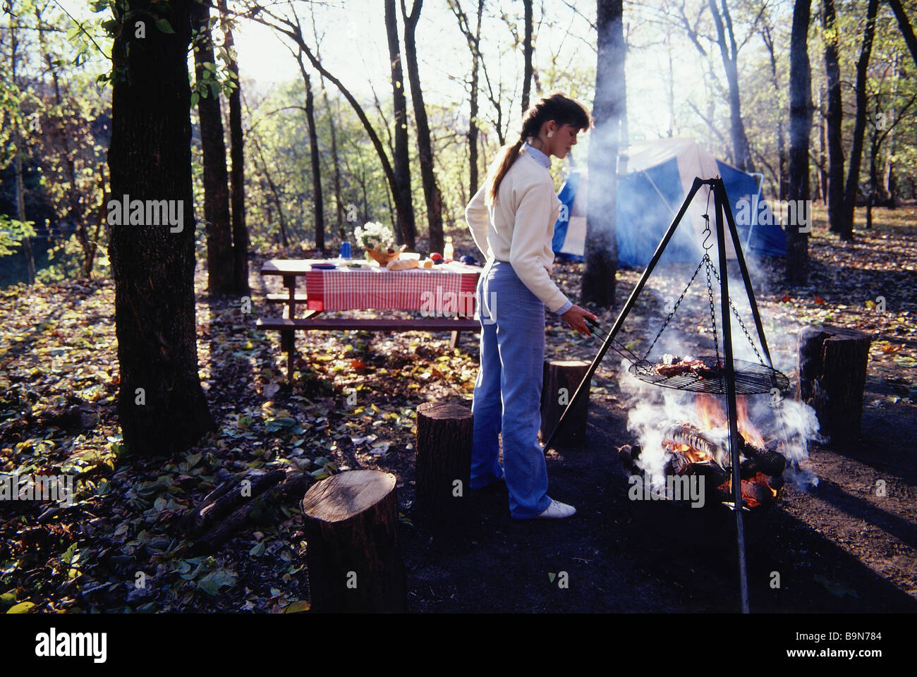 Primitive Tent Camping Stock Photo - Alamy
