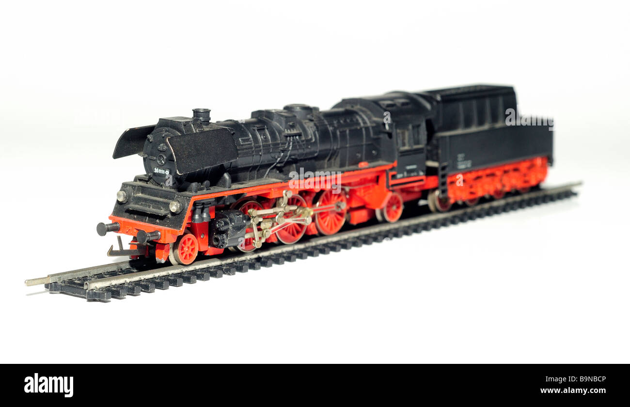 Steam locomotive engine and trains model railway cut out still life ...