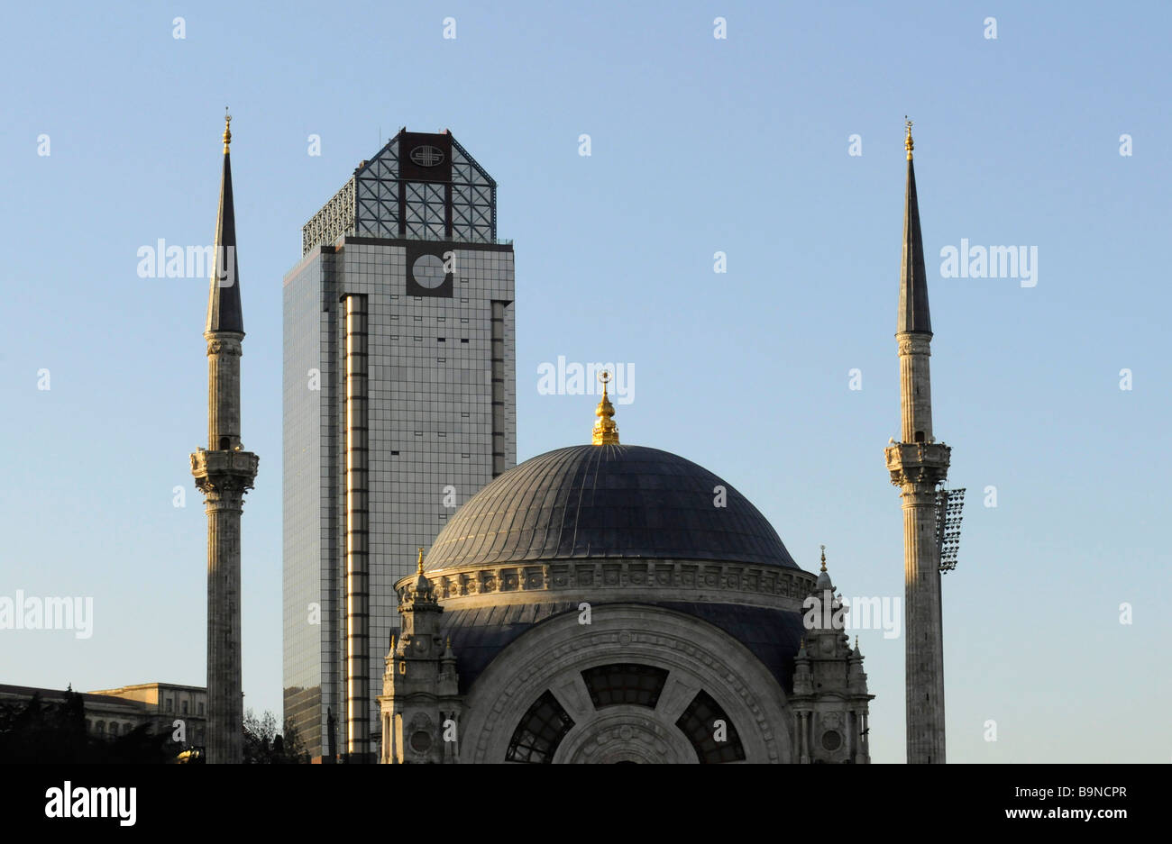 A skyscraper rising in the business district of Levant, with the ...