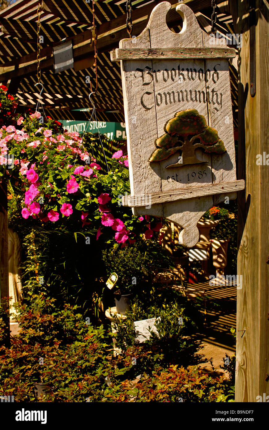 plants and signage in Old Town Spring Stock Photo - Alamy