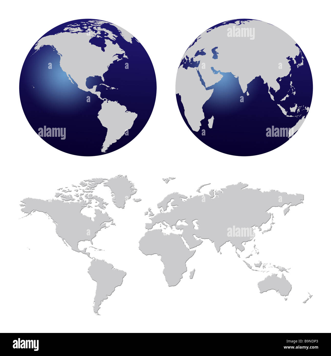 World map and globes Stock Photo - Alamy