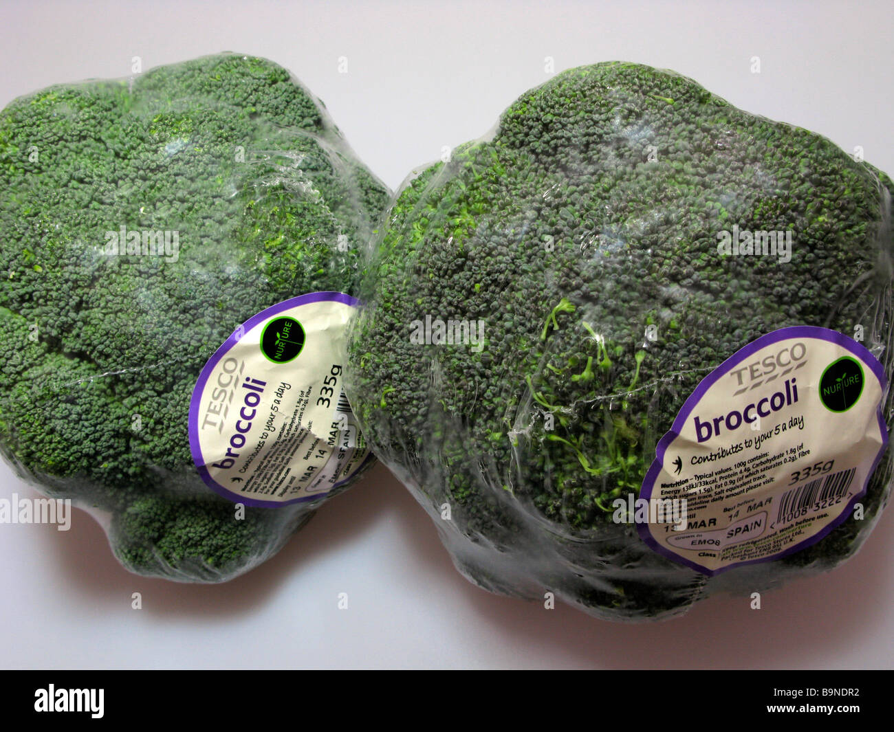 shrink wrapped pre packed plastic packaging on broccoli from a ...