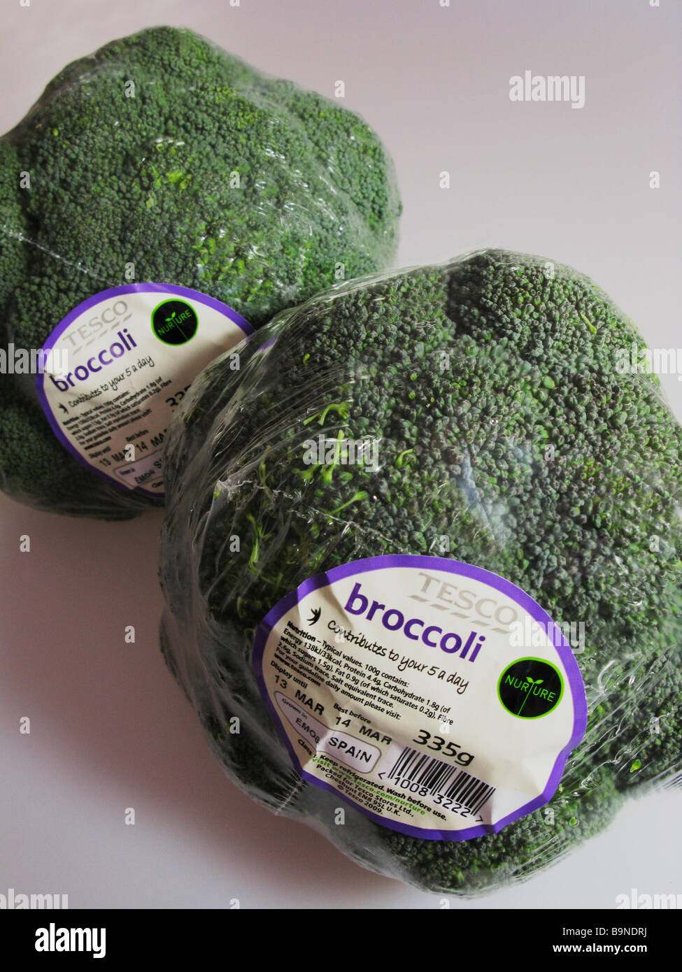 shrink wrapped pre packed plastic packaging on broccoli from a ...