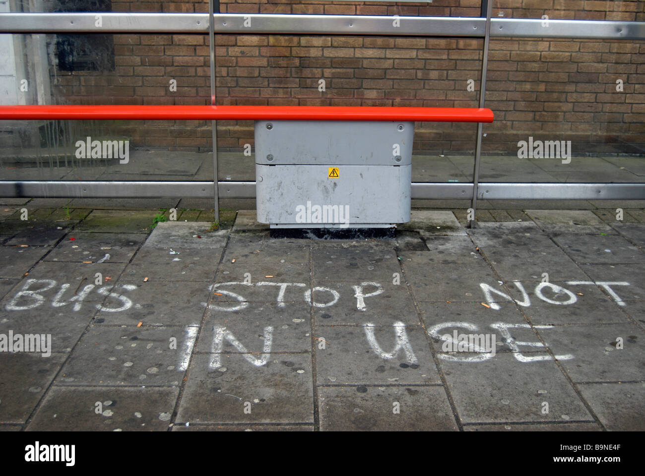 Bus stop in notice written hi-res stock photography and images - Alamy