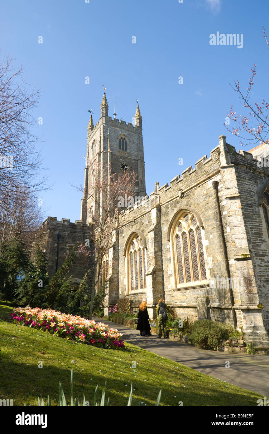 14th Century Fowey Parish Church Cornwall UK Stock Photo - Alamy