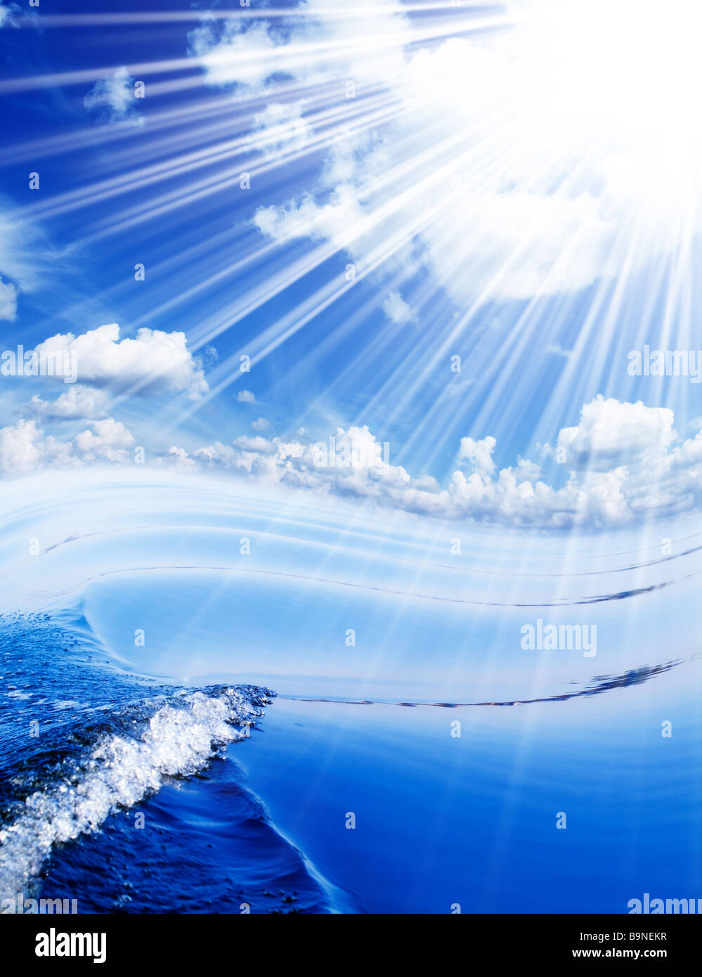 Blue sky over water Stock Photo - Alamy
